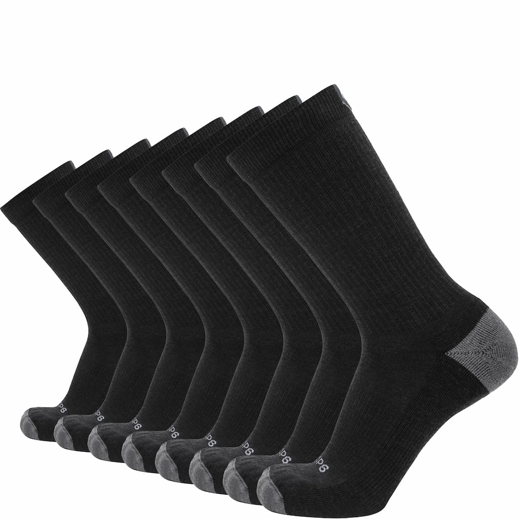 8 Pairs Carbon - Casual Crew Midweight Merino Wool Sock